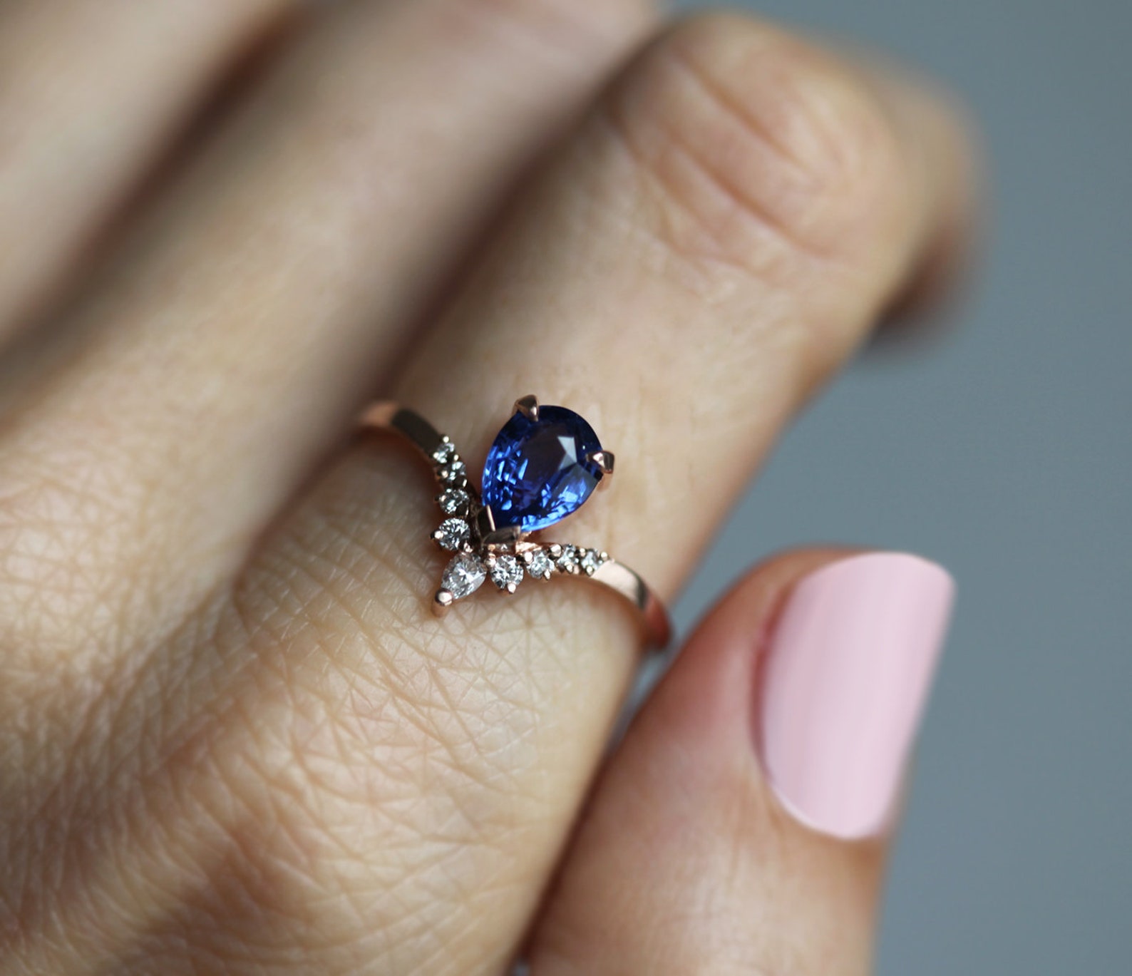 Pear Blue Sapphire Ring Blue Sapphire Engagement Ring - Etsy