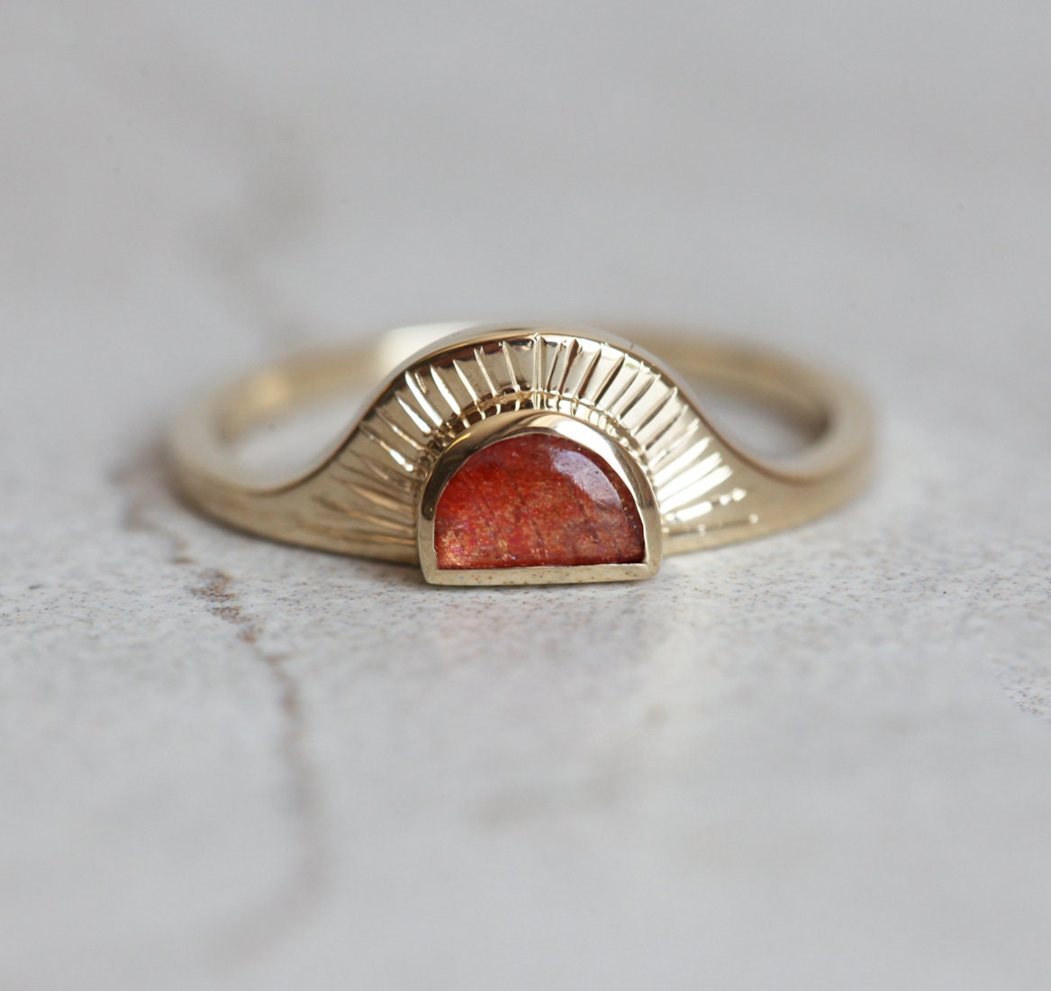 Unique Engagement Ring Set Sunset Ring Set Sunstone - Etsy UK