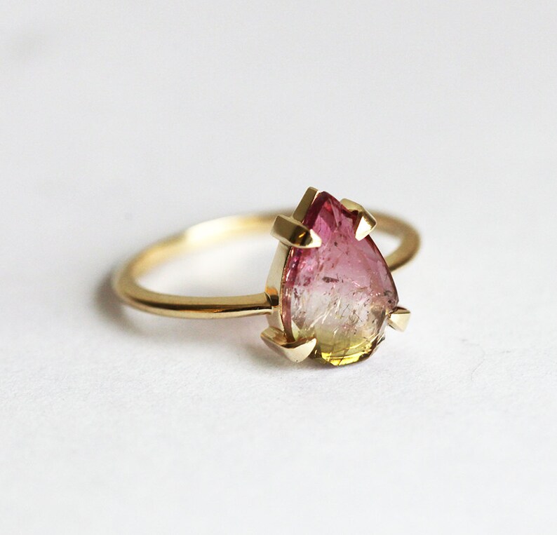 Watermelon Tourmaline Ring Pink Gemstone Engagement Ring - Etsy
