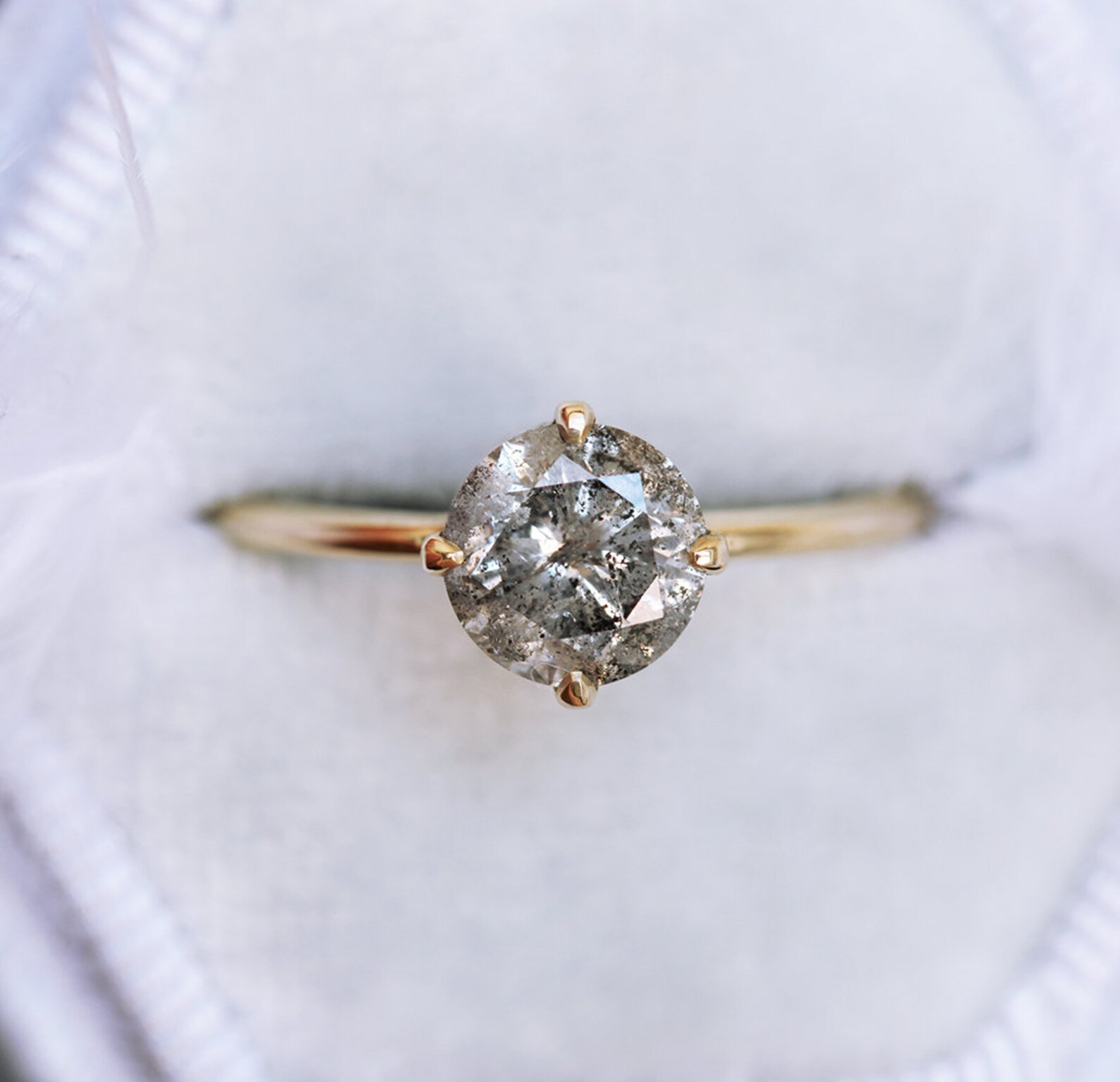Celestial Diamond Ring Set Salt Pepper Diamond Engagement - Etsy