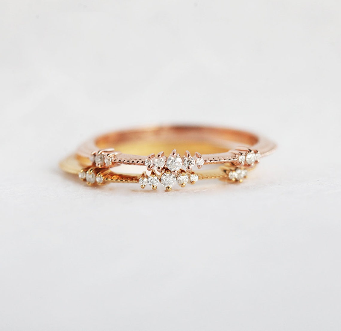 Dainty Diamond Band Ring Delicate Rose Gold Wedding Ring - Etsy