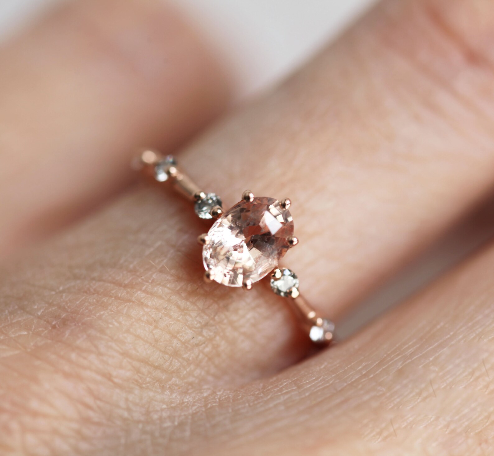 Oval Peach Sapphire Ring Pastel Sapphire Engagement Ring - Etsy