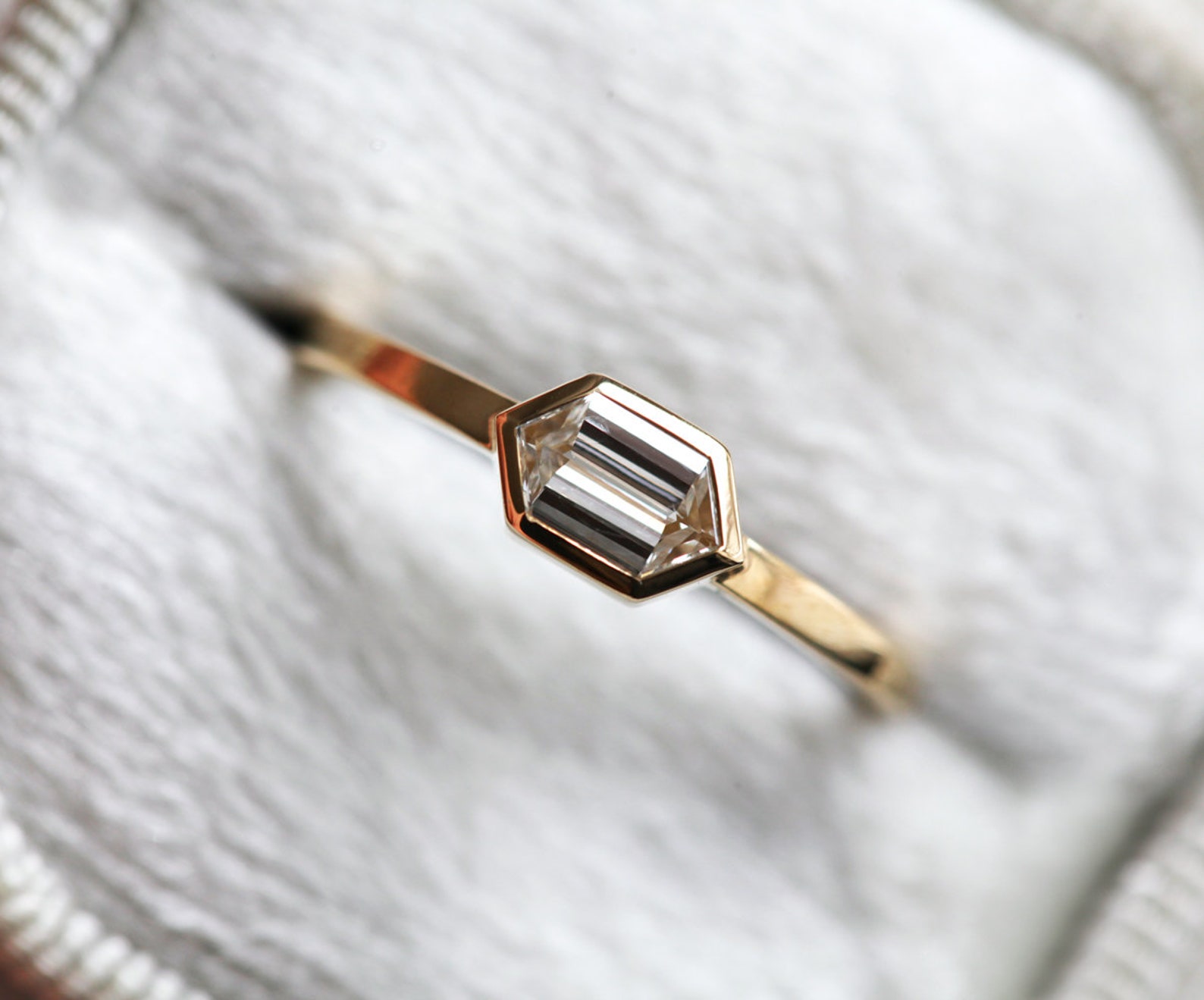 Hexagon Diamond Ring Modern Diamond Ring Set Hexagon Diamond - Etsy