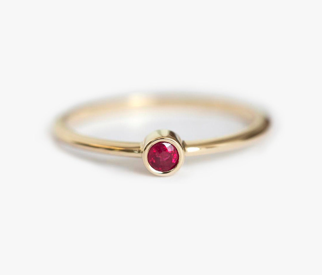 Dainty Ruby Ring Ruby Soitaire Rlng 14k Gold Ruby Ring Genuine Ruby ...