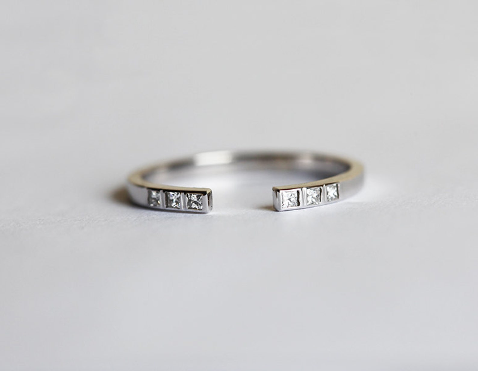 Open Diamond Ring Diamond Wedding Band Stackable Wedding - Etsy