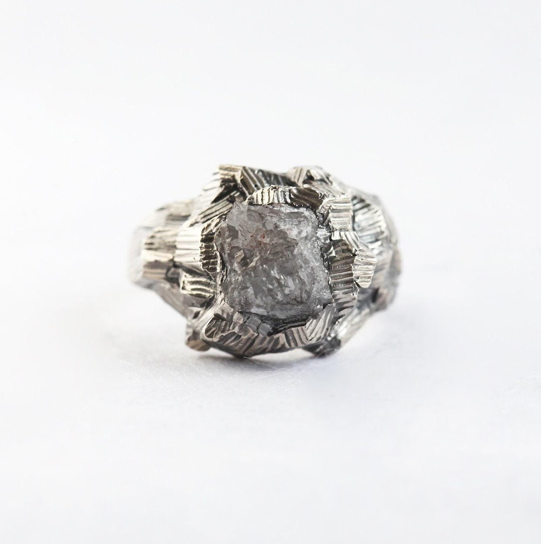Gold Rock Ring, Unique Rough Ring for Hikers, Mountain Ring - Etsy