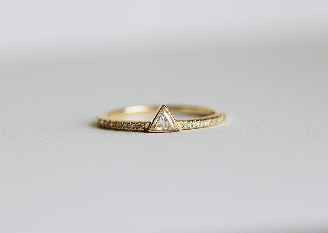 Gold Diamond Engagement Ring Trillion Diamond Ring Triangle - Etsy Canada