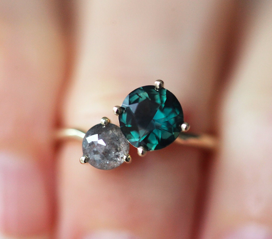 Planet Conjunction Ring Twin Ring Unique Sapphire Ring | Etsy