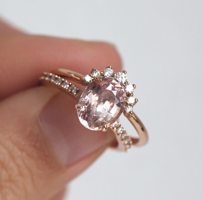 Oval Pink Sapphire & Diamond Engagement Ring Ceylon Blush - Etsy Australia Oval Pink Sapphire & Diamond Engagement Ring Ceylon Blush - Etsy Australia