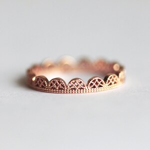 Gold Filigree Ring, Rose Gold Lace Band, Delicate Lace Wedding Ring in ...