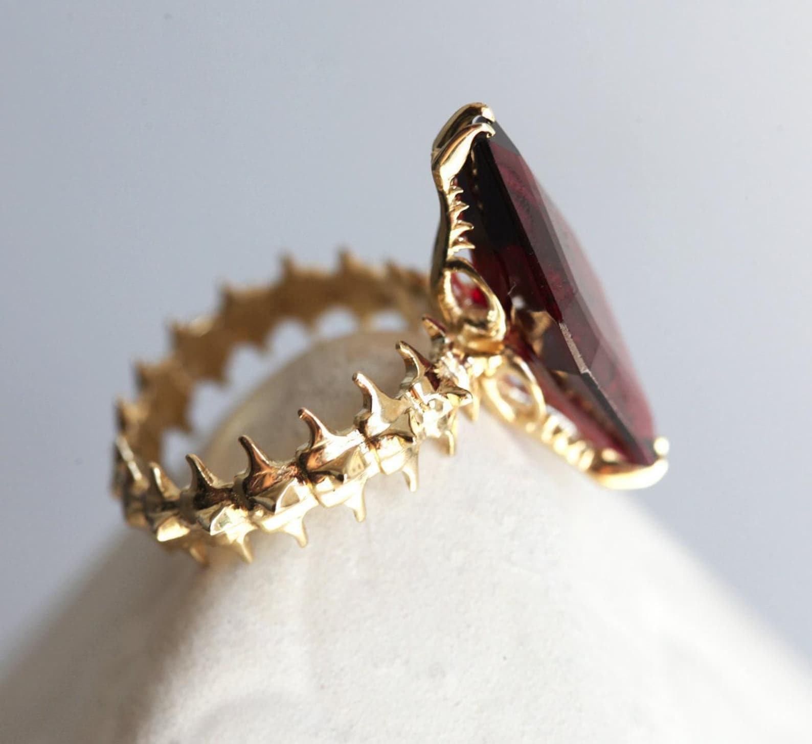Red Garnet Snake Ring, Skeleton Ring, Unique Garnet Ring in 14k or 18k ...