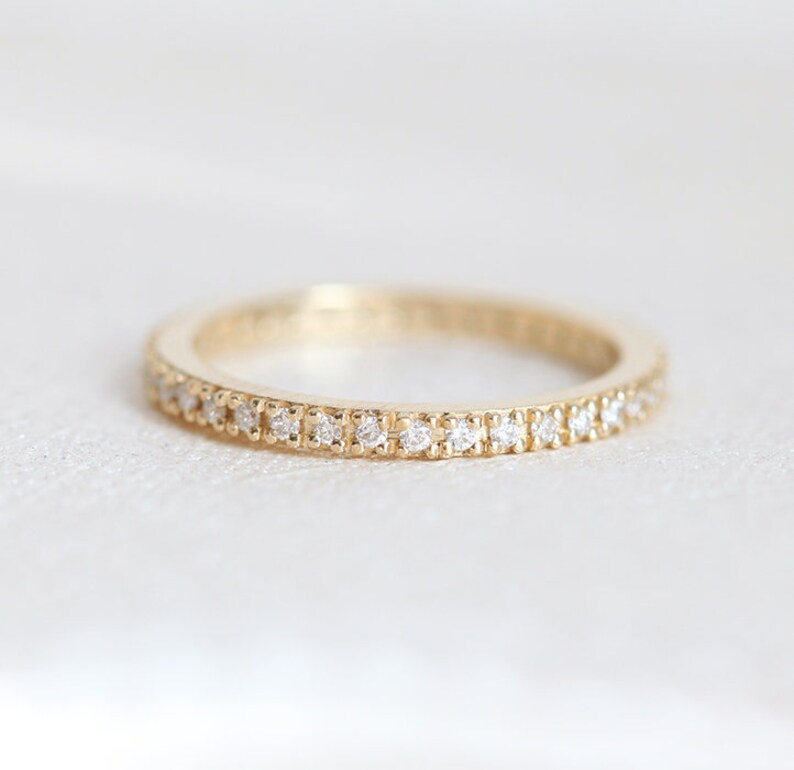 Micro Pave Eternity Diamond Ring / 14k Gold Micro Pave Wedding | Etsy