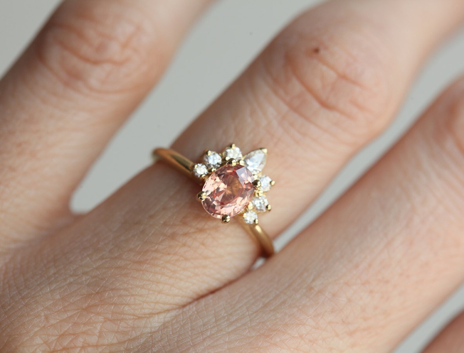 Oval Peach Sapphire Engagement Ring Pastel Sapphire Ring - Etsy