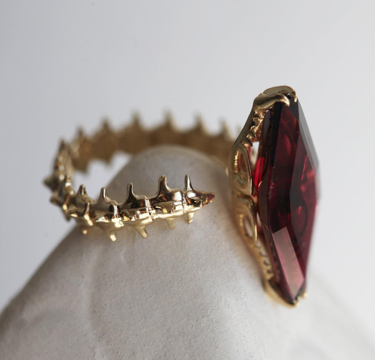 Red Garnet Snake Ring, Skeleton Ring, Unique Garnet Ring in 14k or 18k ...