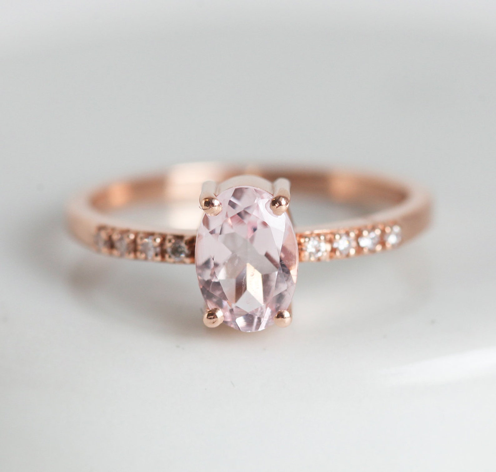 Morganite Engagement Ring Rose Gold Pink Peach Morganite - Etsy