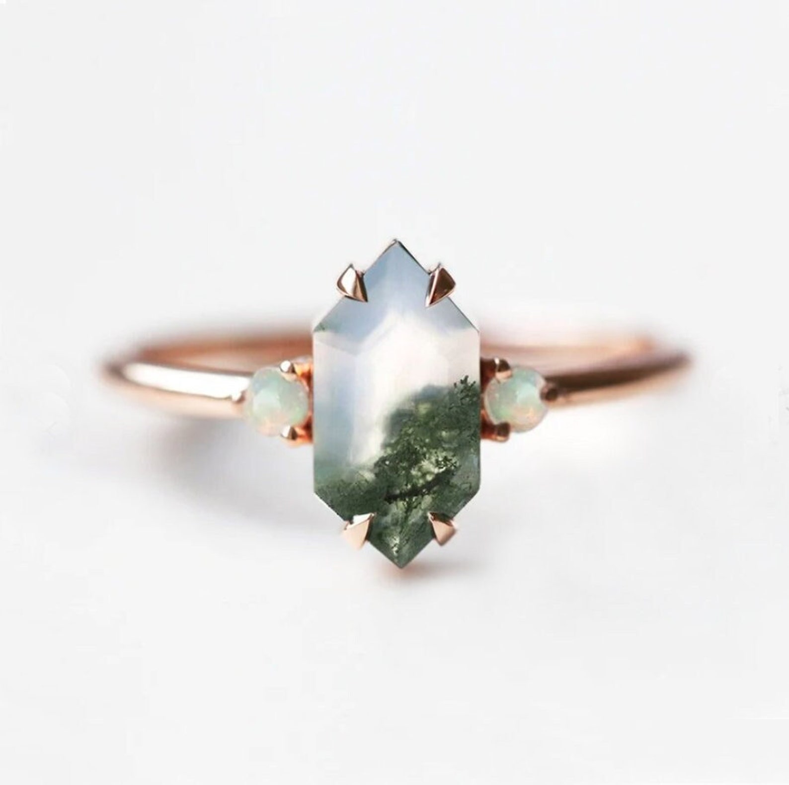 Custom Moss Agate Ring Moss Engagement Ring Design Your Own - Etsy