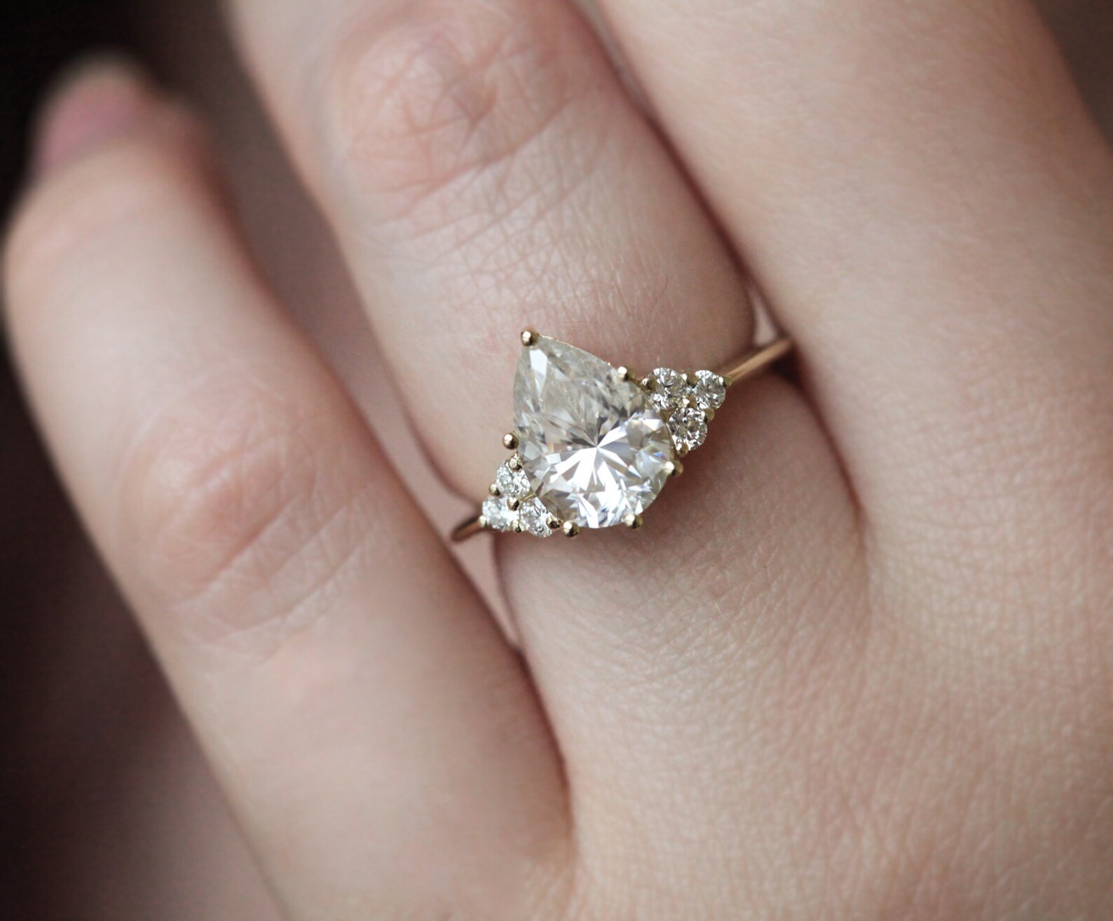 Two Carat Engagement Ring Pear Moissanite Diamond Engagement - Etsy