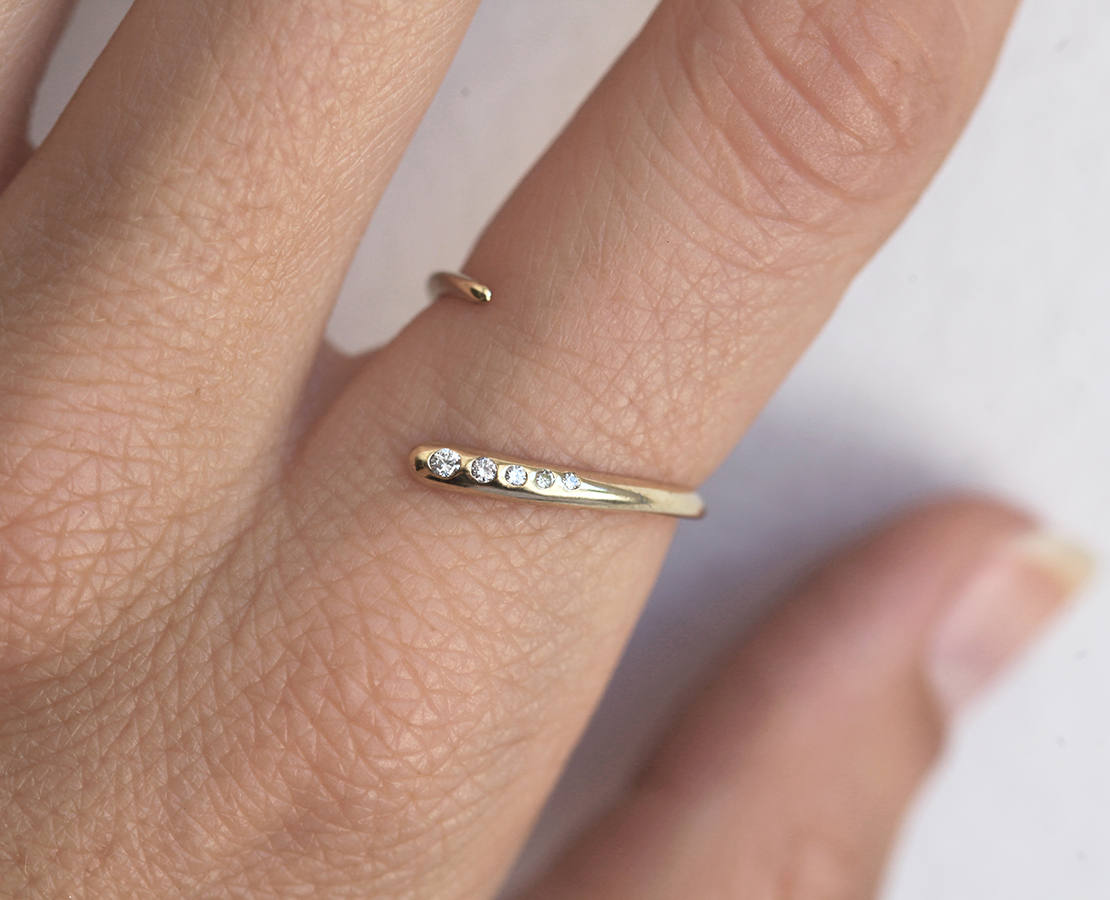 Comet Diamond Ring Open Wedding Band Unique Stacking Ring - Etsy