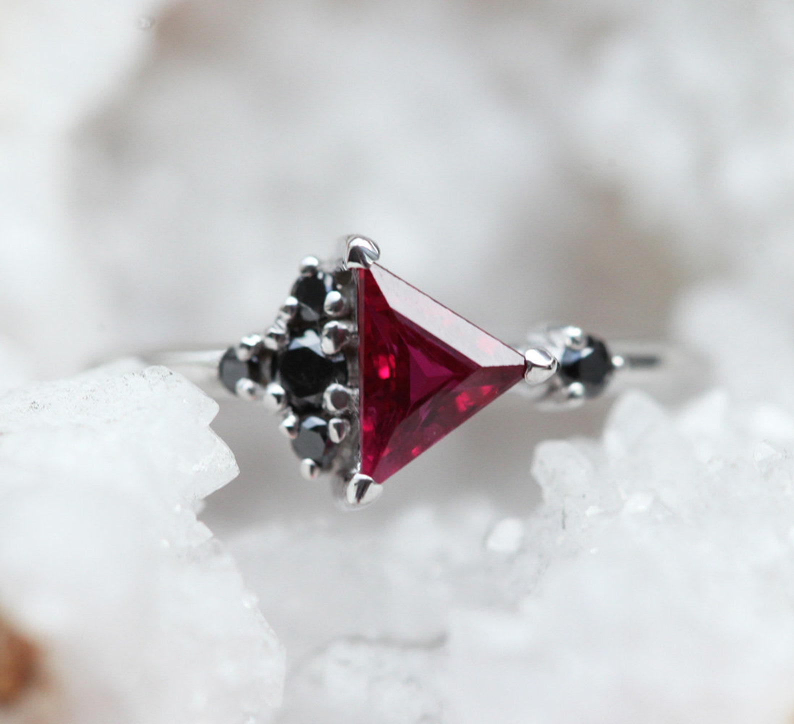Triangle Ruby Ring Ruby Engagement Ring Genuine Natural Ruby - Etsy
