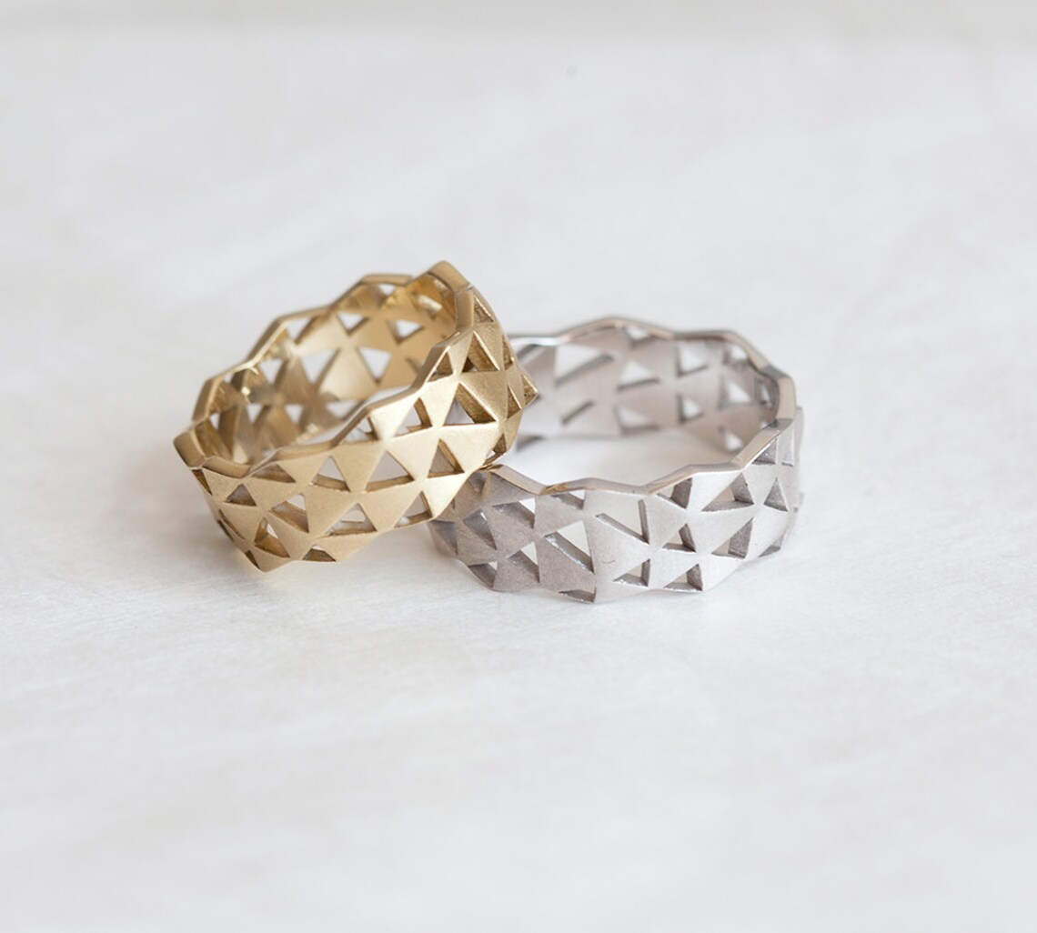 Gold Wedding Bands Texture Wedding Ring Set 14k 18k Gold - Etsy