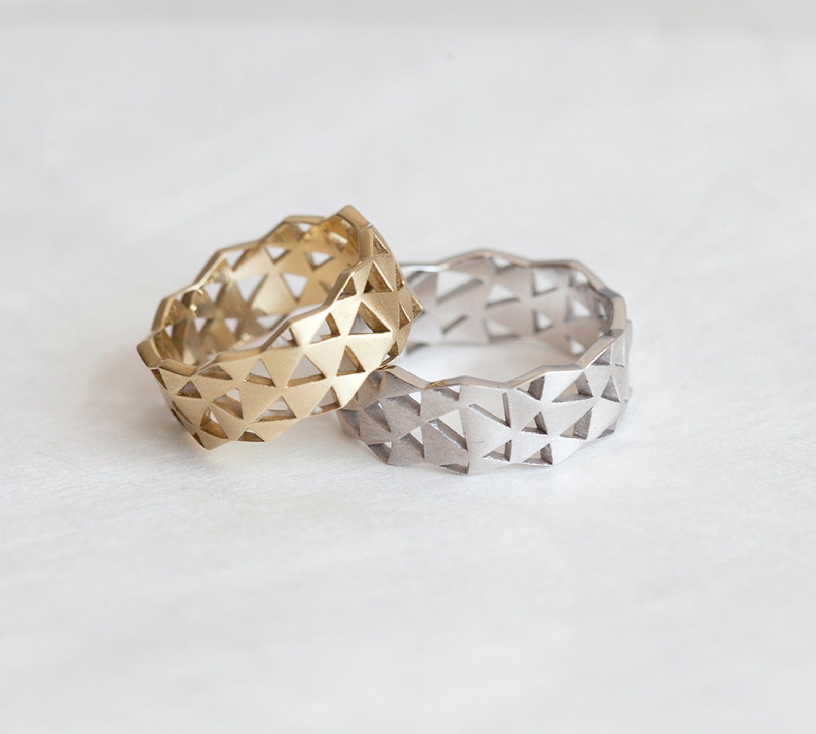 Gold Wedding Bands Texture Wedding Ring Set 14k 18k Gold - Etsy