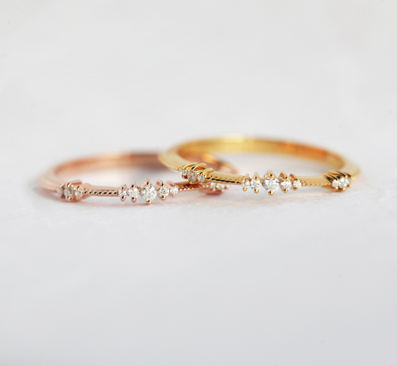 Dainty Diamond Band Ring Delicate Rose Gold Wedding Ring - Etsy