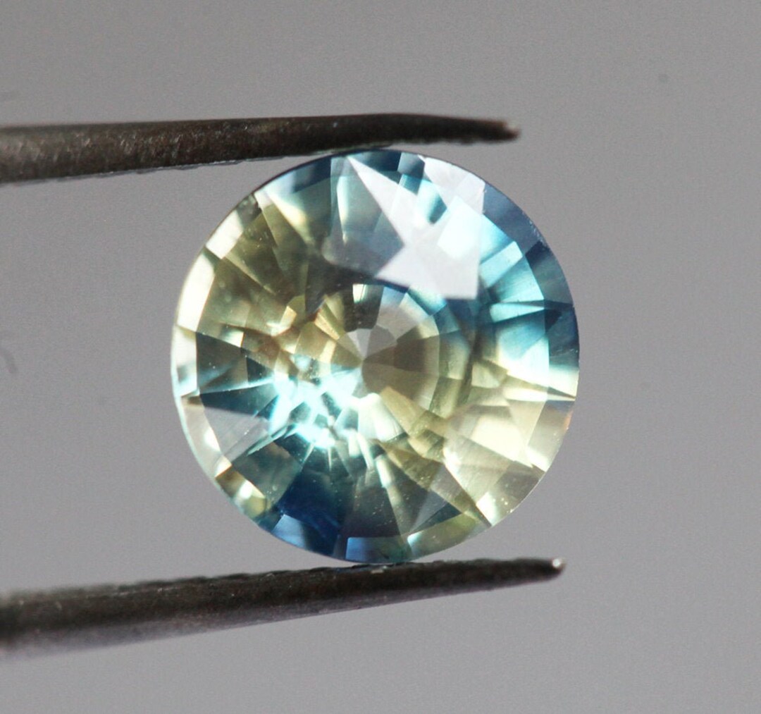 2ct Round Bicolor Sapphire for Custom Order, Blue Green Champagne ...
