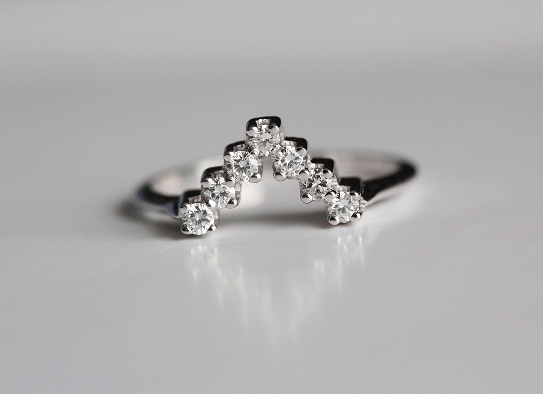 Modern Chevron Diamond Band Women's Wedding Ring Diamond - Etsy
