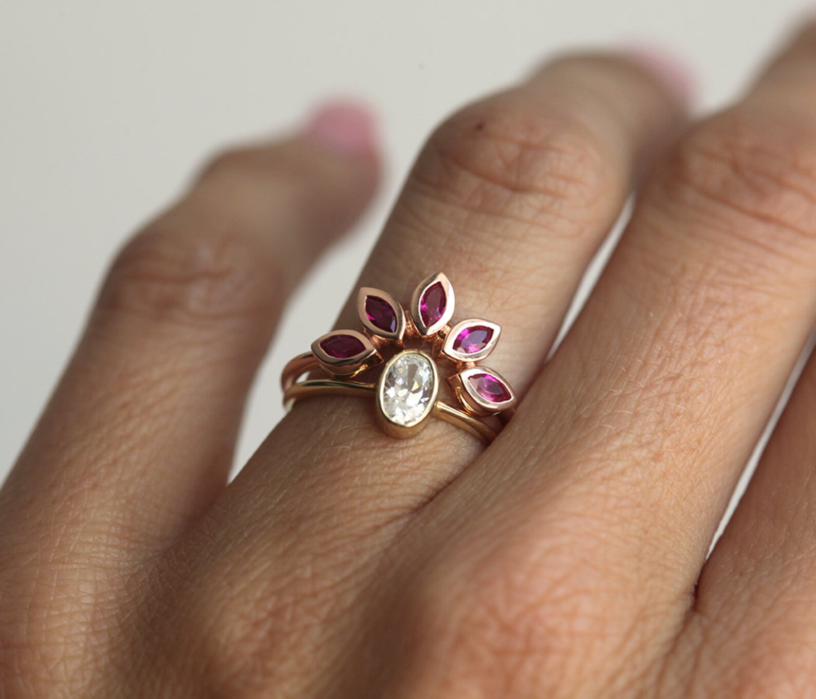 Ruby Wedding Ring Matching Curved Ruby Band Marquise Ruby - Etsy Canada