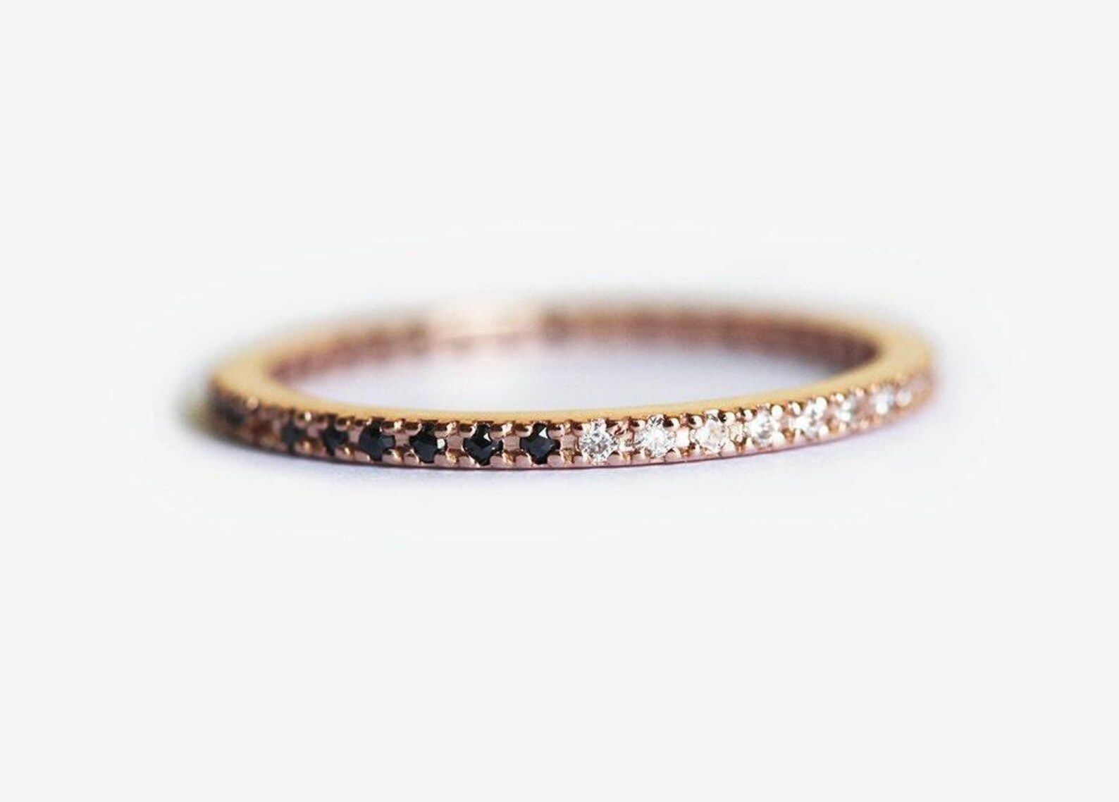 Night and Day Diamond Eternity Ring, Diamond Wedding Band With Black ...