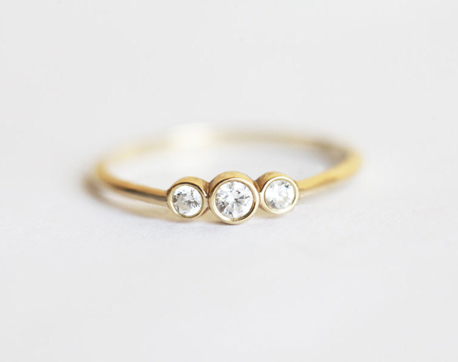 Three Diamond Ring Simple Diamond Engagement Ring Three - Etsy