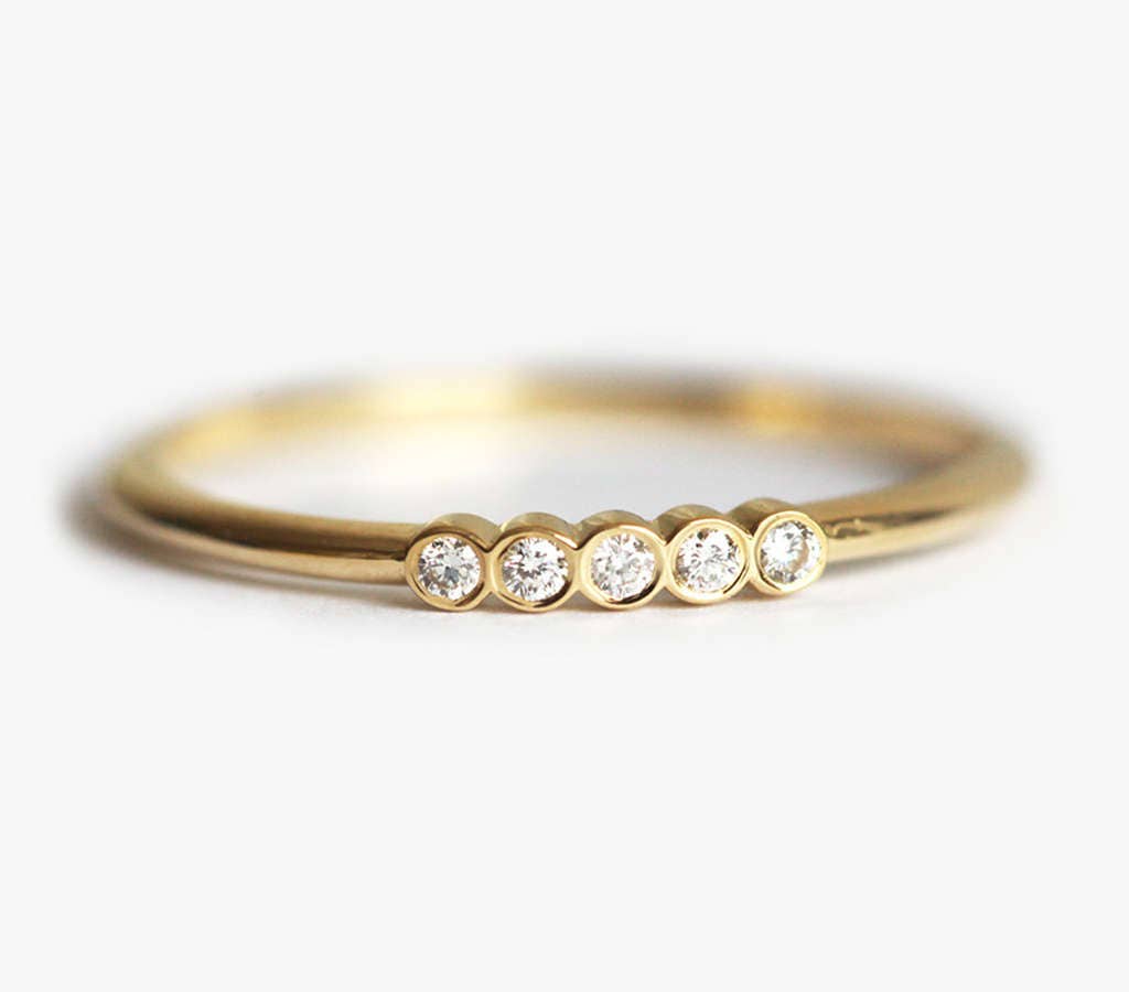 Delicate Five Diamond Ring Dainty Diamond Band for Her | Etsy