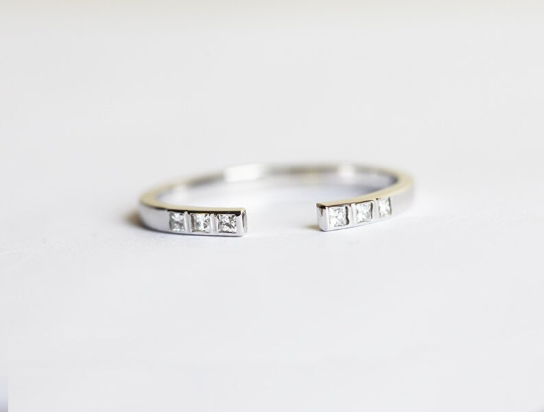Open Diamond Ring Diamond Wedding Band Stackable Wedding - Etsy