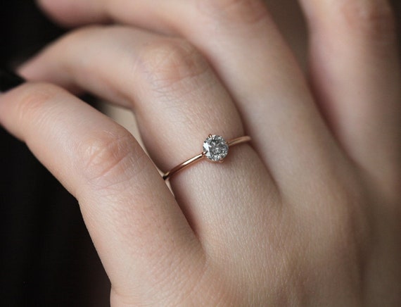 Salt and Pepper Diamond Ring Natural Diamond Ring With Galaxy | Etsy