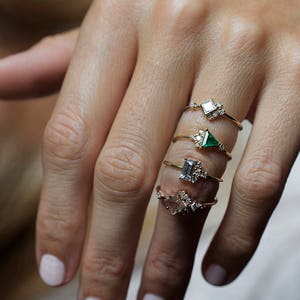 Triangle Ruby Ring, Ruby Engagement Ring, Genuine Natural Ruby Diamond ...