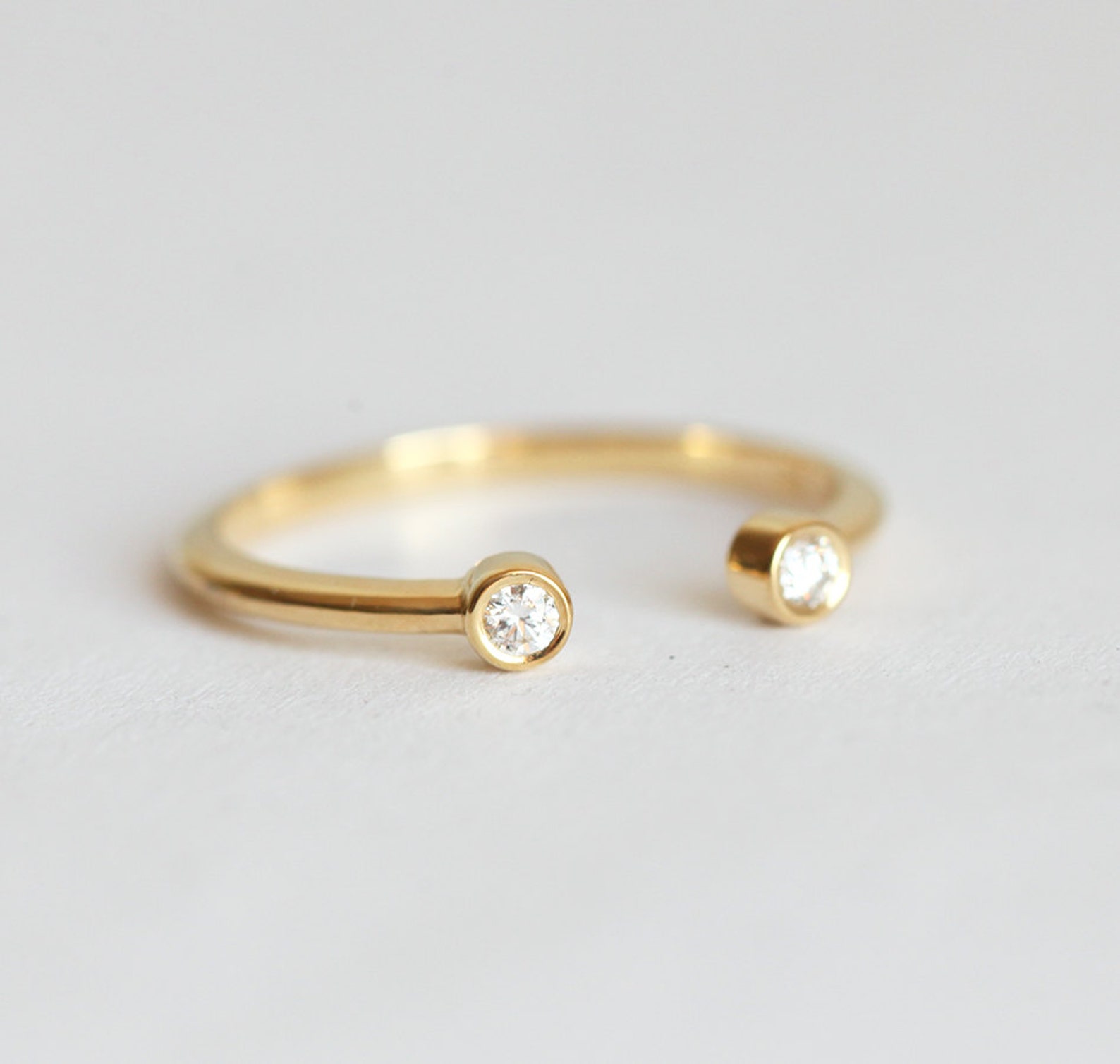 Delicate Open Diamond Ring Open Diamond Band Yellow Diamond - Etsy
