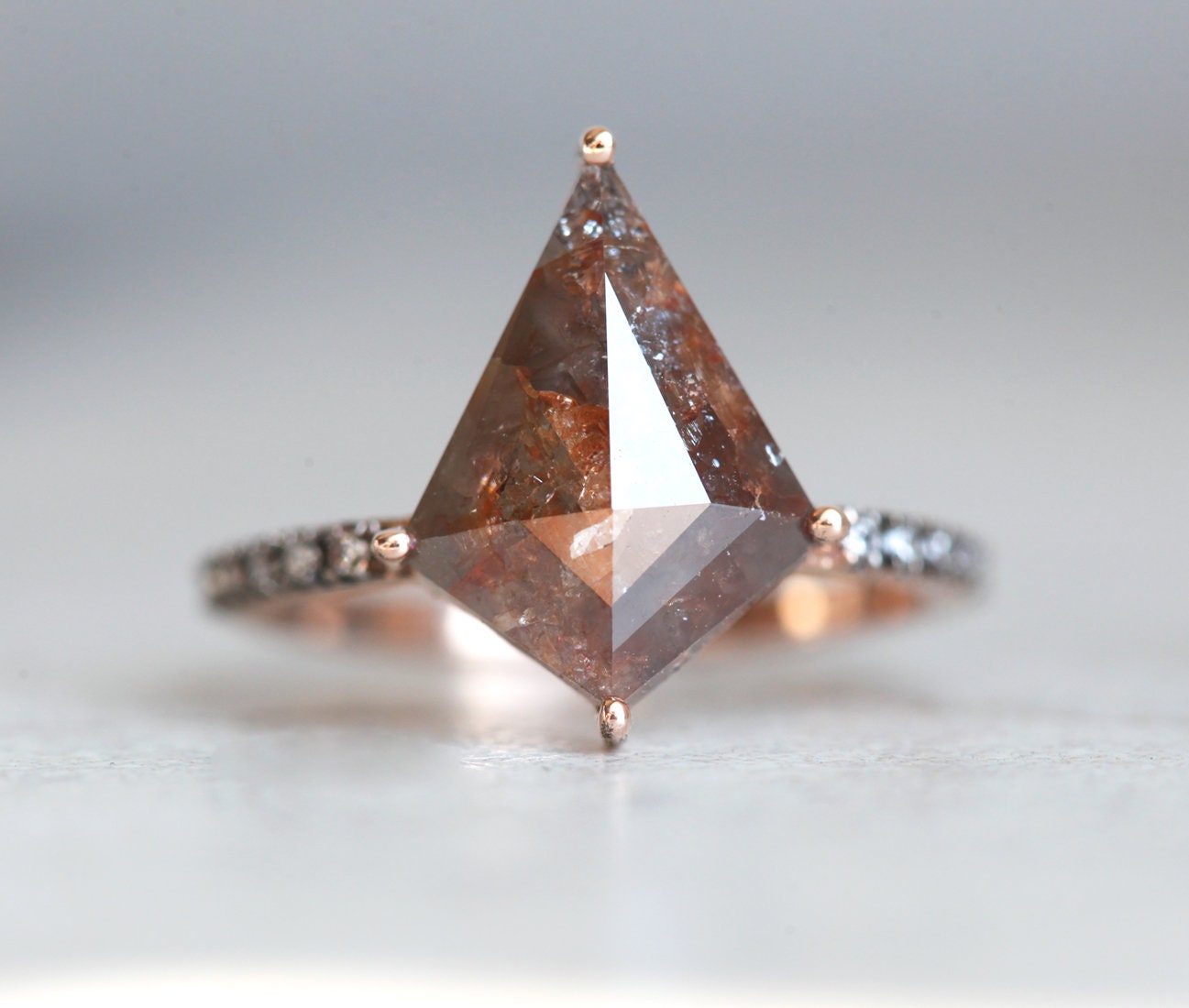Red Brown Diamond Engagement Ring Rhomb Red Diamond Ring | Etsy