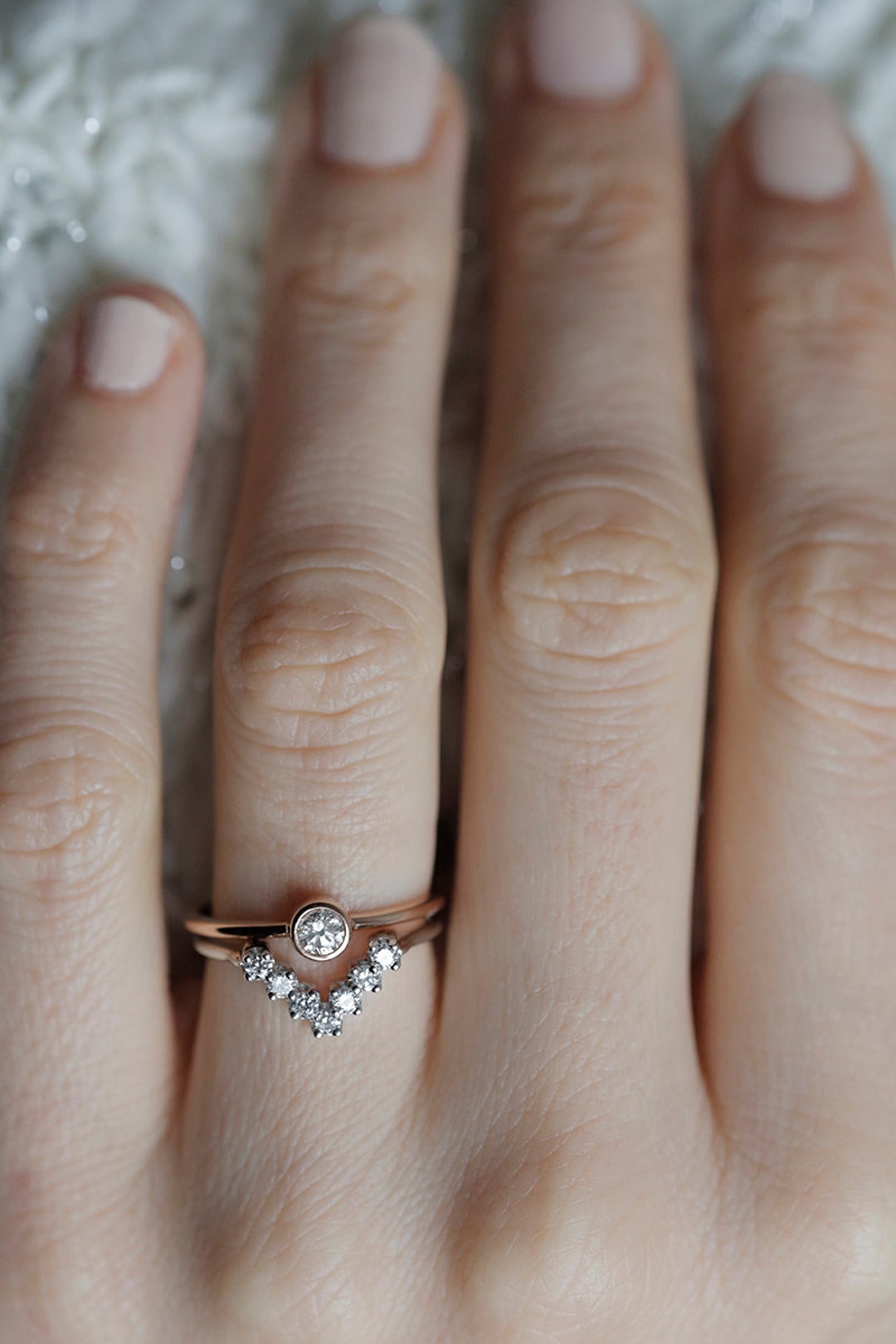 Diamond Wedding Set Diamond Ring Set Round Diamond Set With - Etsy