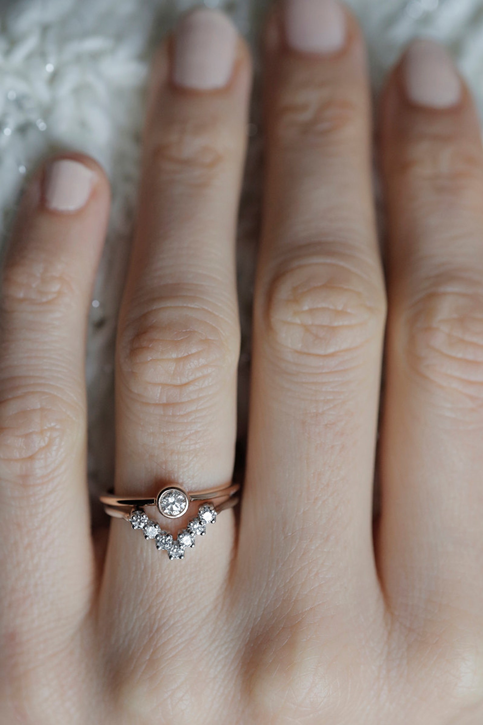 Diamond Wedding Set Diamond Ring Set Round Diamond Set With - Etsy