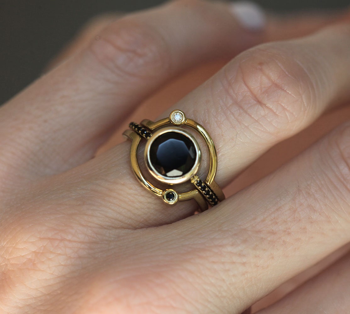 Planet Ring Saturn Ring Gold Dainty Ring Set Statement Ring - Etsy ...