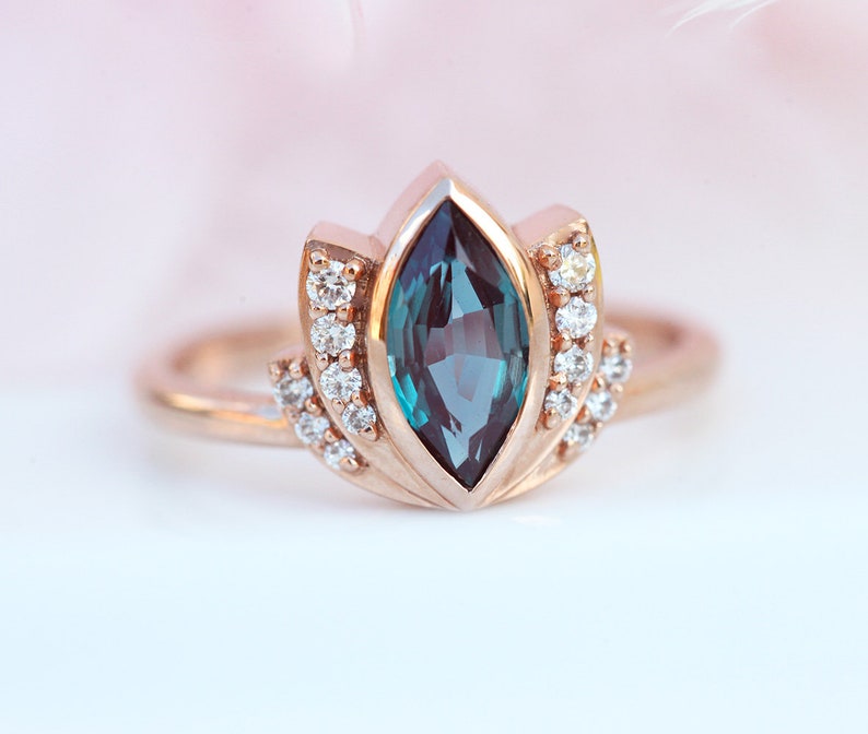 Zen Ring Set Lotus Engagement Ring Set Lotus Flower Ring - Etsy