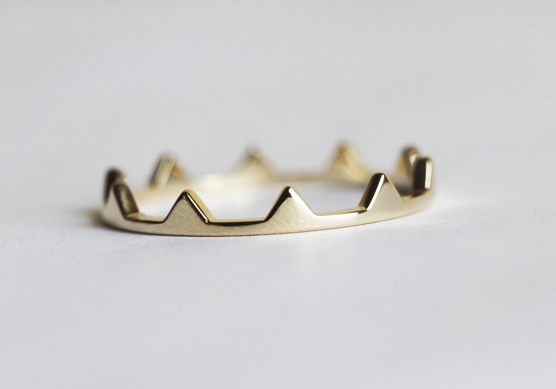 14k Gold Crown Ring Gold Crown Ring Stacking Rings Crown - Etsy