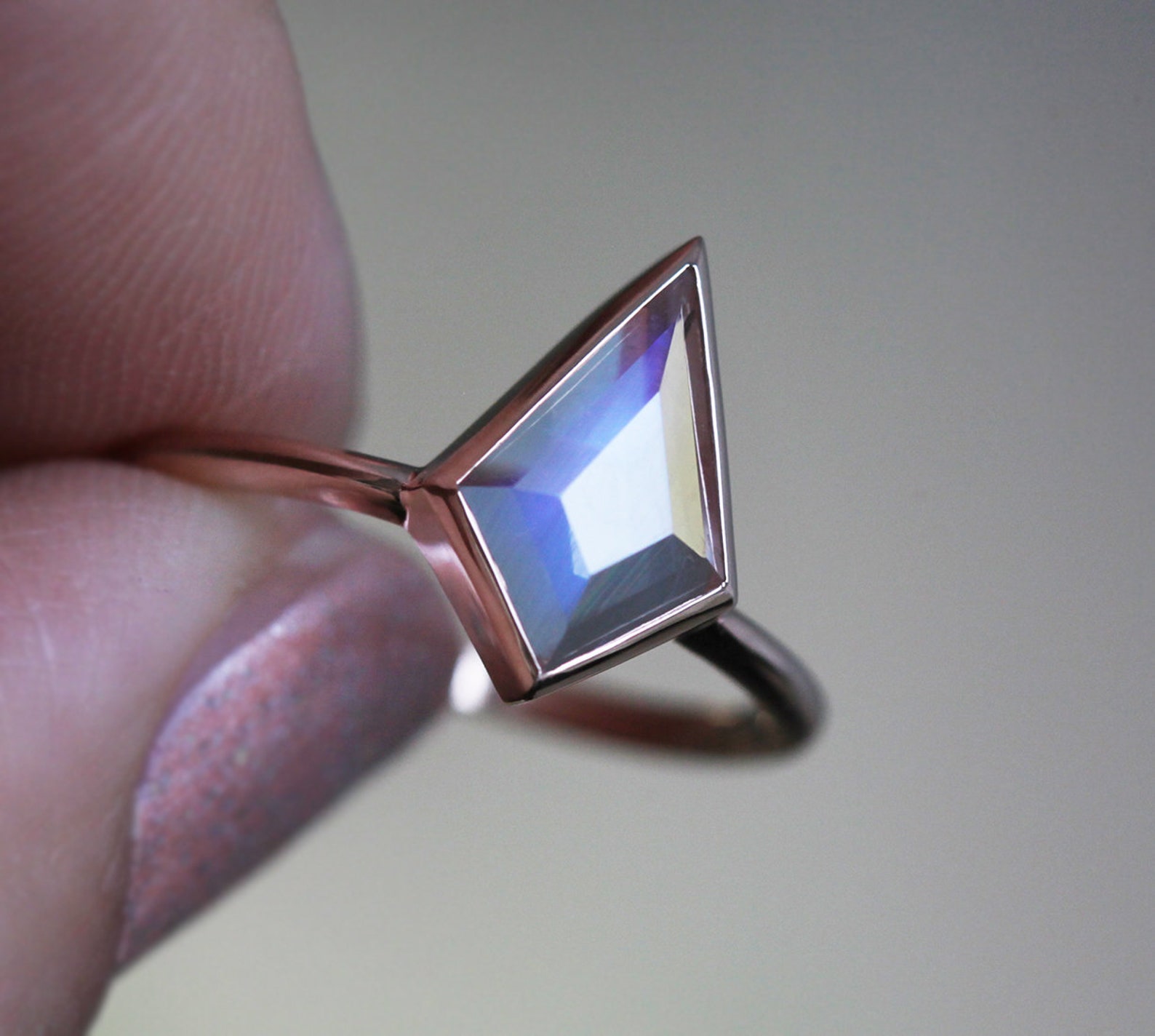 Moonstone Engagement Ring Kite Shaped Ring Geometric Ring - Etsy Canada