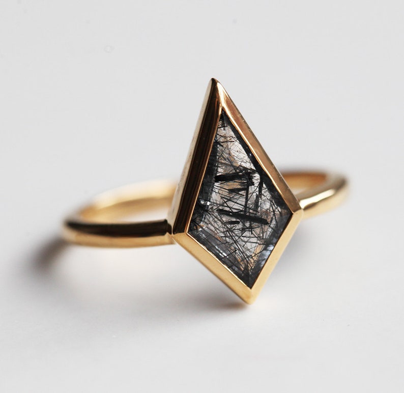 Kite Ring Rutilated Quartz Ring Kite Shaped Engagement Ring - Etsy