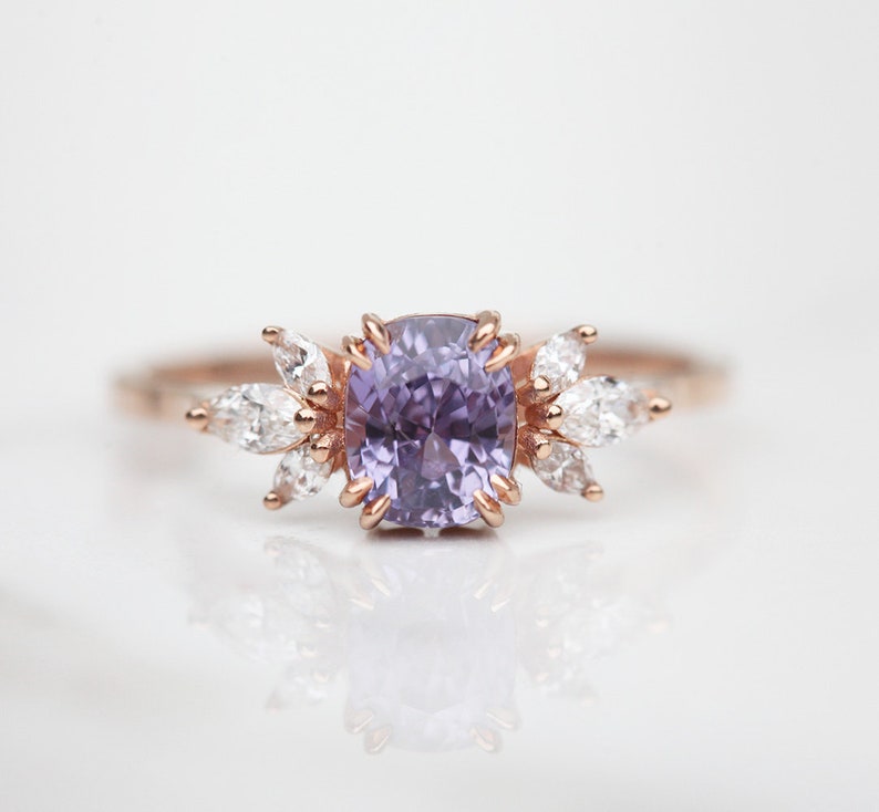 Lavender Sapphire Ring Purple Engagement Ring Pastel Floral - Etsy