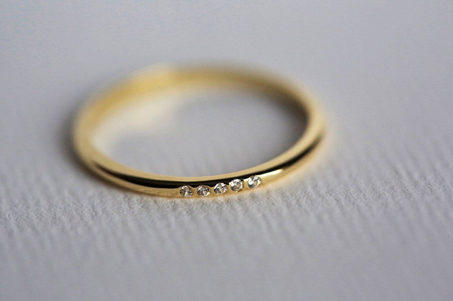 Diamond Band Thin Wedding Ring Small Diamond Ring Dainty - Etsy