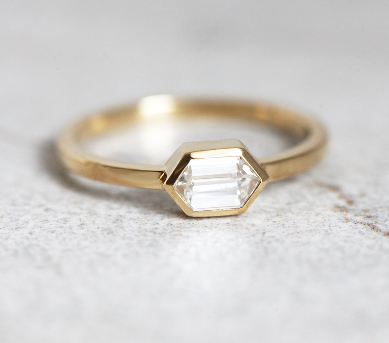Hexagon Diamond Ring Modern Diamond Ring Set Hexagon Diamond - Etsy