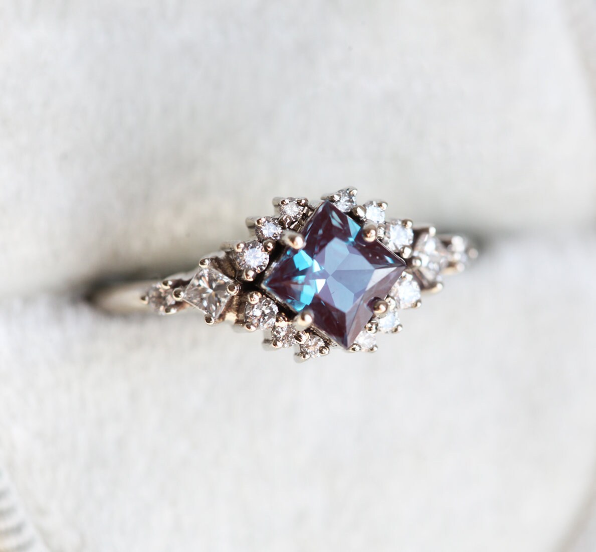 Alexandrite Engagement Ring Alexandrite Cluster Ring - Etsy UK