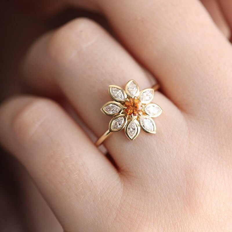 Flower Engagement Ring - Etsy