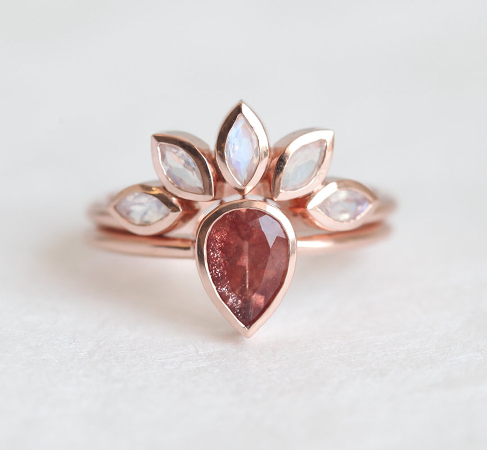 Sunstone Ring Set Oregon Sunstone Engagement Ring Moonstone | Etsy Canada